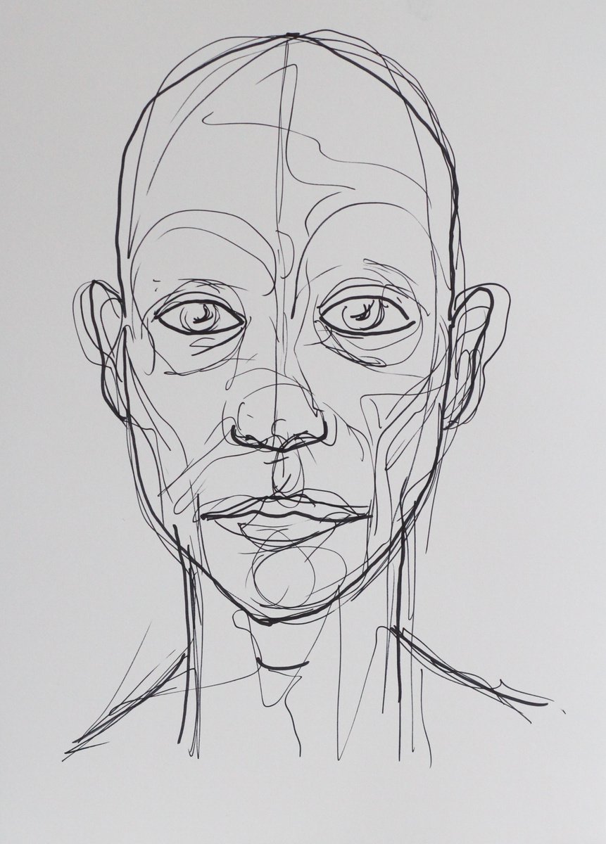 Line Portrait Ink drawing by Mark Barrable | Artfinder