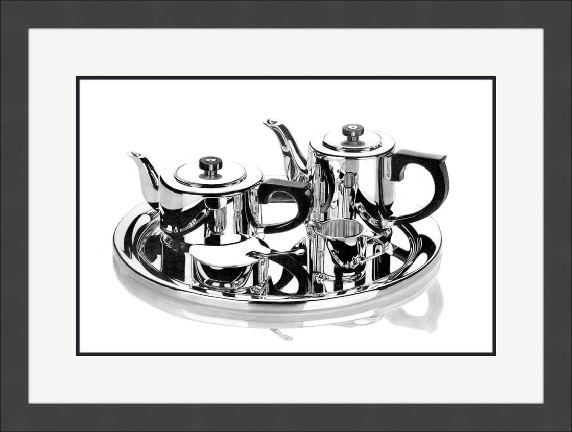 Original Pencil Drawing - Chrome Tea Set II by Paul Stowe