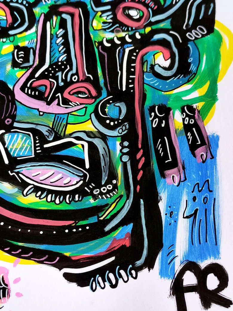 FLOW FACE Acrylic painting by Ángel Rivas | Artfinder