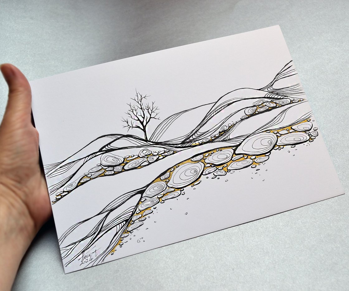 The Arid Land Ink drawing by Aniko Hencz | Artfinder