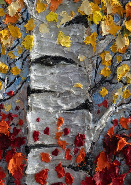 Impasto Forest Symphony Fall Aspen Palette Knife Mixed-media painting ...