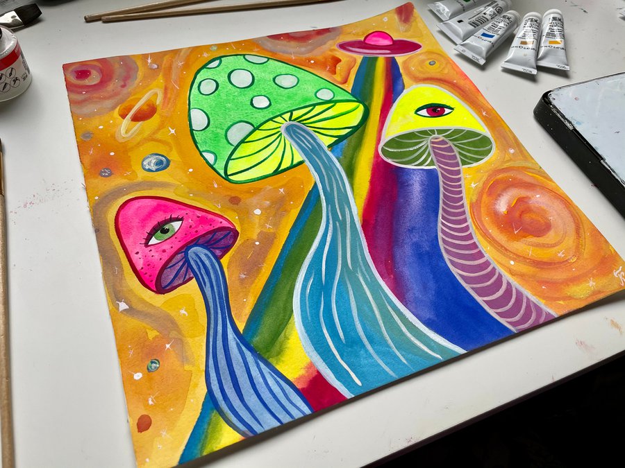 Trippy Painting, Trippy Draws, Trippy Wall Art, Original Watercolor ...