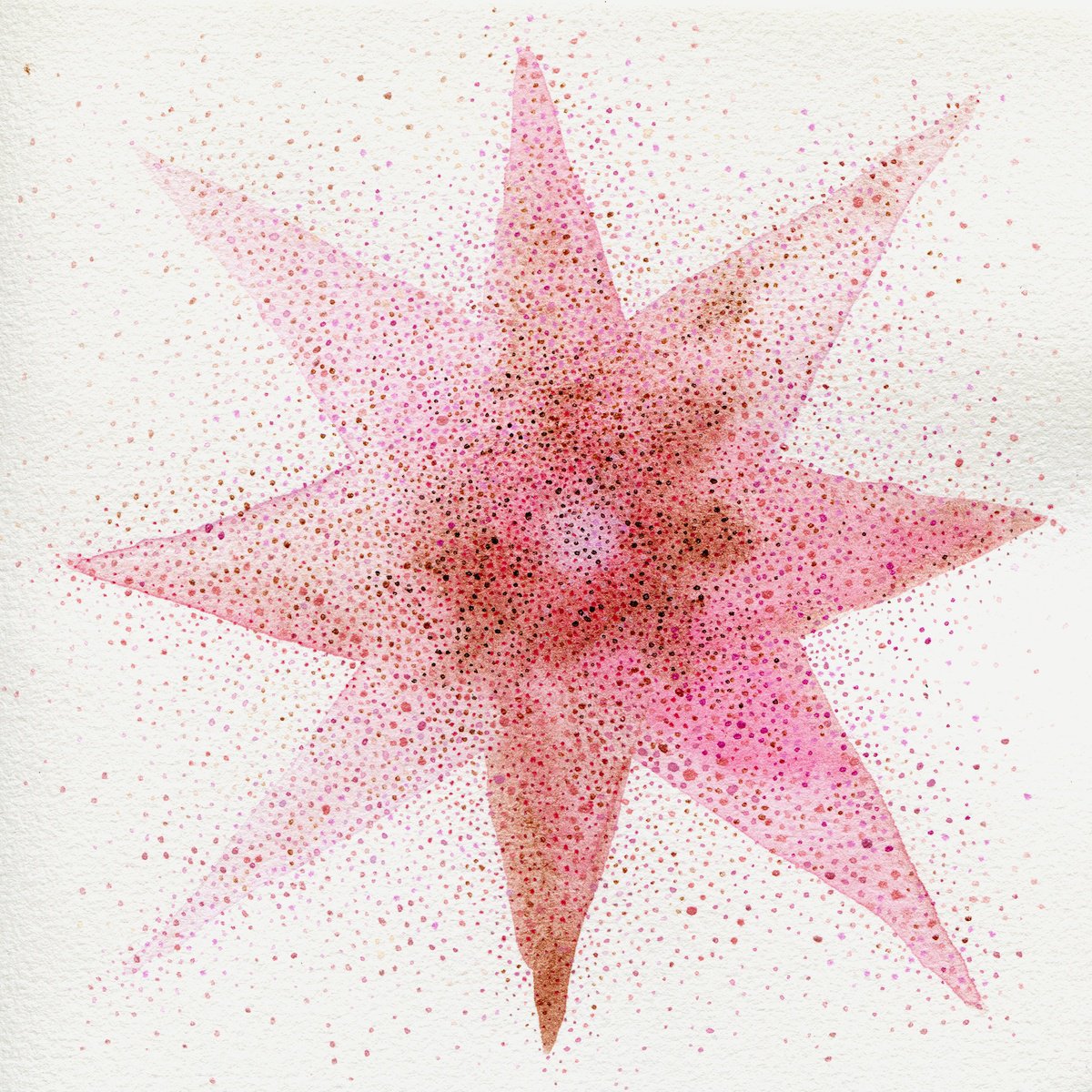 shiny pink star Watercolour by Liliya Rodnikova | Artfinder