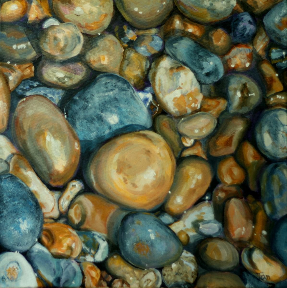 Pebbles on a Beach Acrylic painting by Tom Clay | Artfinder