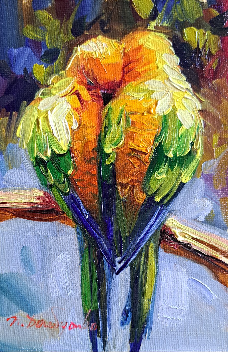 Two parrot Oil painting by Nataly Derevyanko | Artfinder