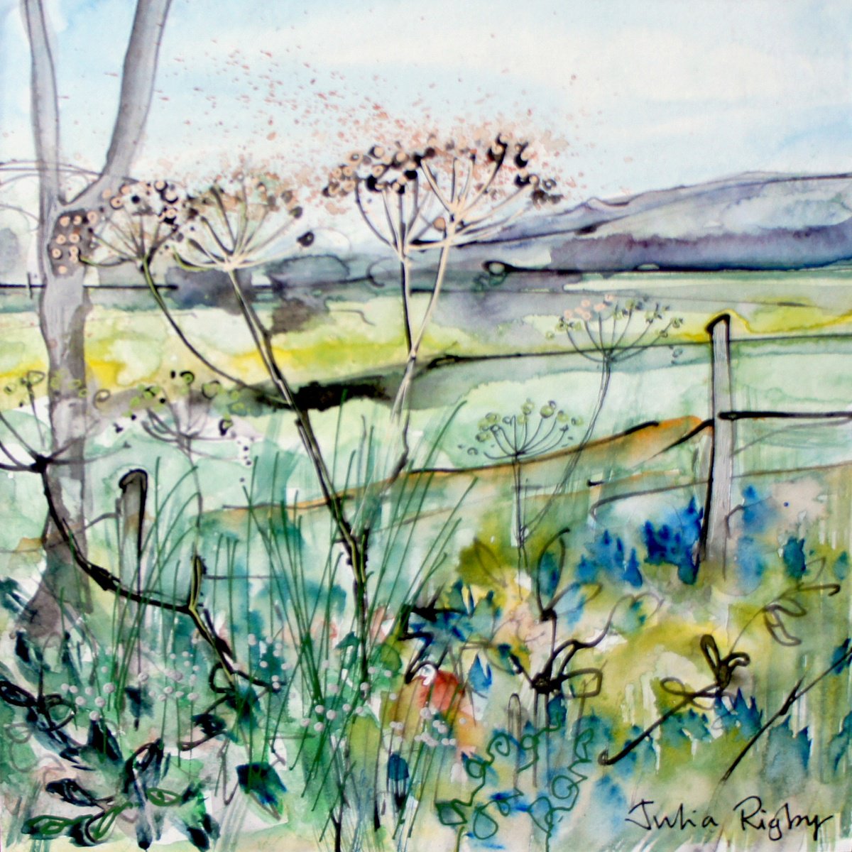 Out of the Blue Window Mixed-media painting: Julia Rigby | Artfinder