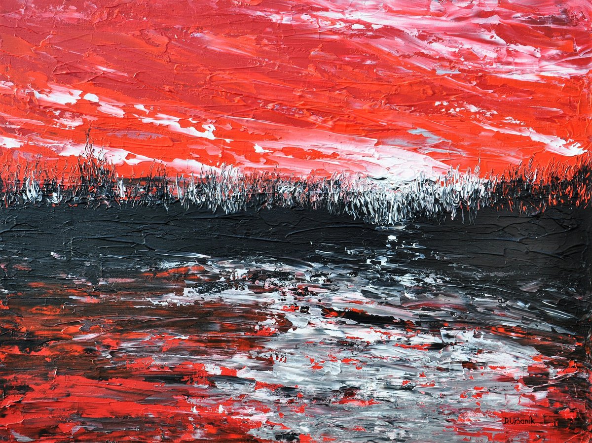 Red abstract landscape Acrylic painting: Daniel Urbaník | Artfinder