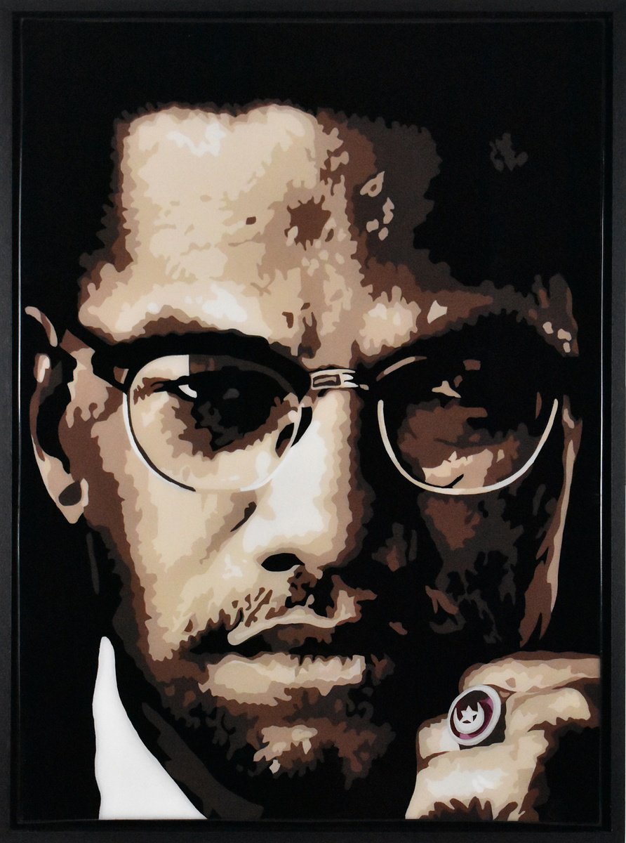 Malcolm X framed portrait Mixed-media painting by Robert Kerr | Artfinder