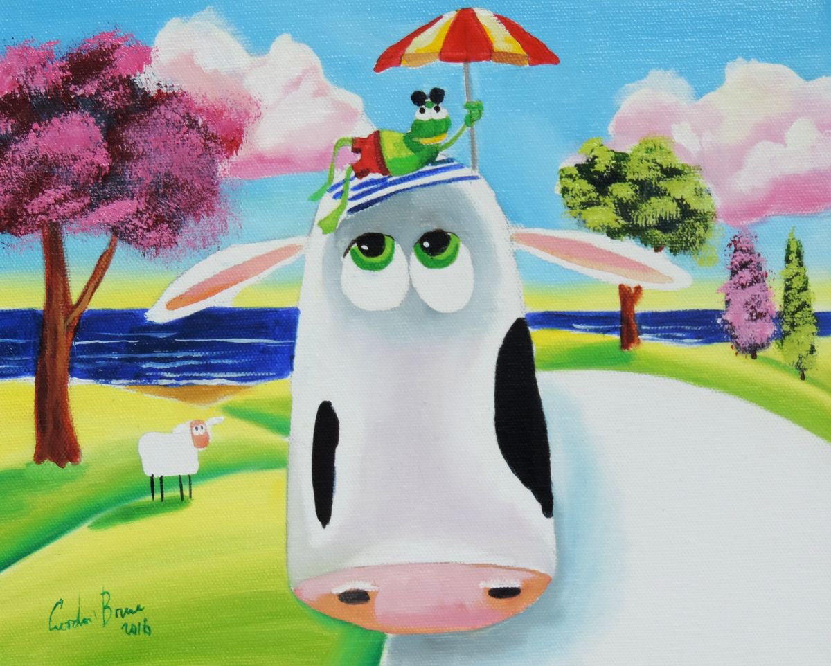 Cow and frog Oil painting by Gordon Bruce | Artfinder