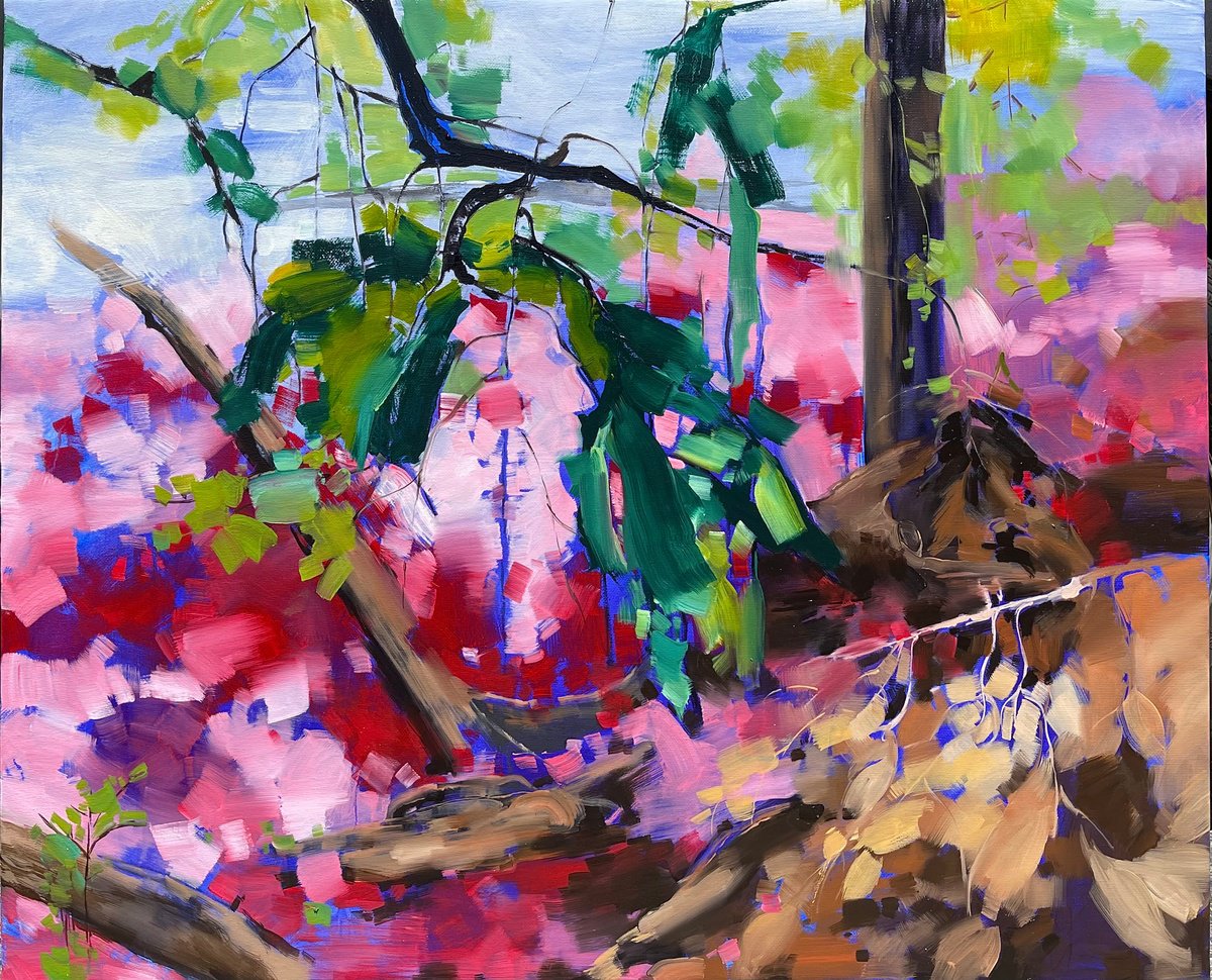 Red and green Oil painting: Tina Ding | Artfinder