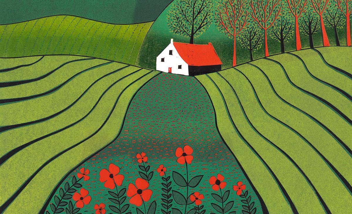 'When April Pours the Colours' Linocut: Layla Khani (aka Laylart ...