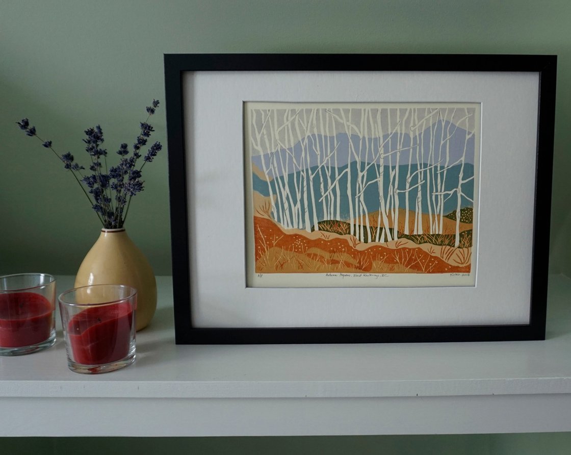 Autumn Aspens Linocut: Kate Goetz | Artfinder