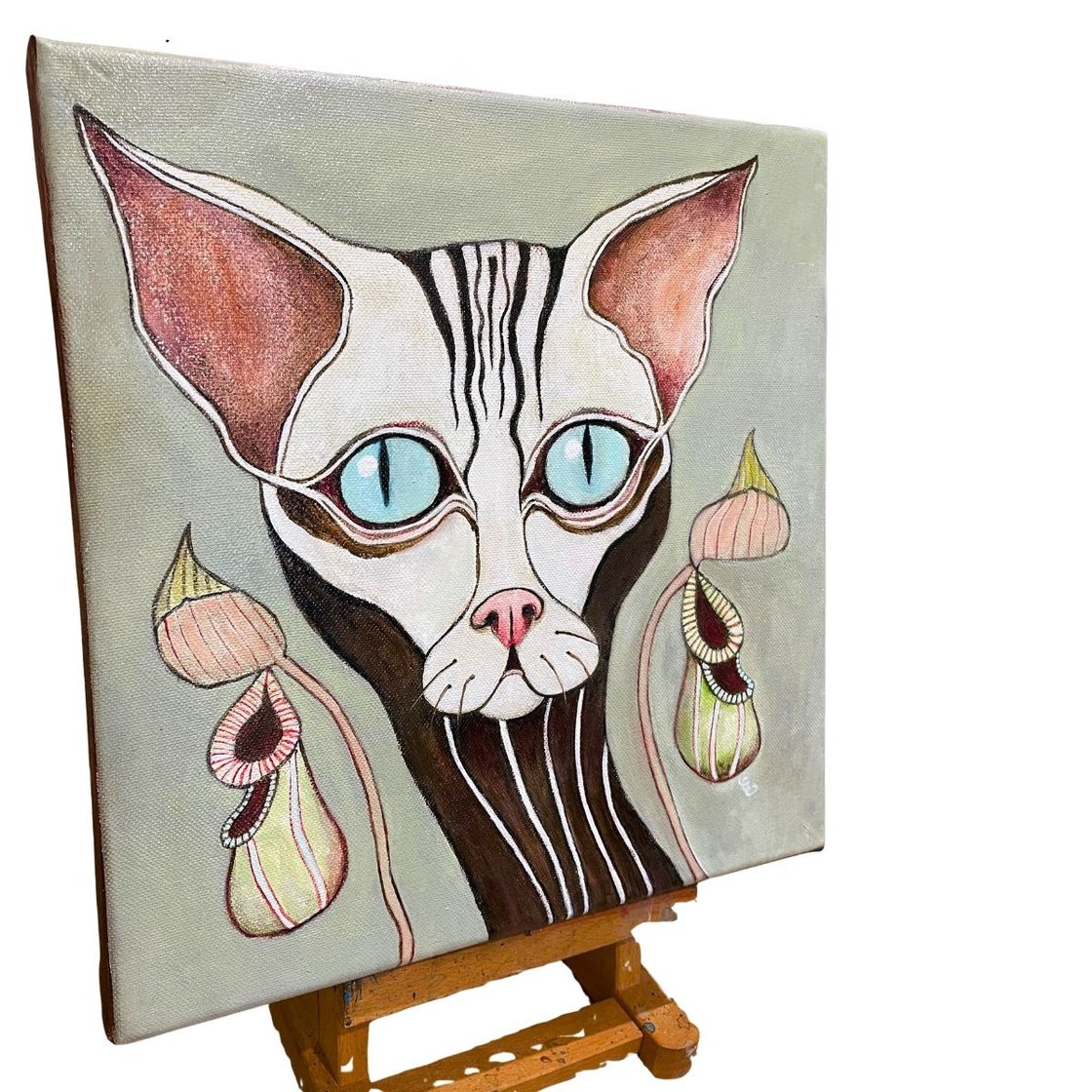 NEPENTHES CAT Acrylic painting: Eleanor Gabriel | Artfinder