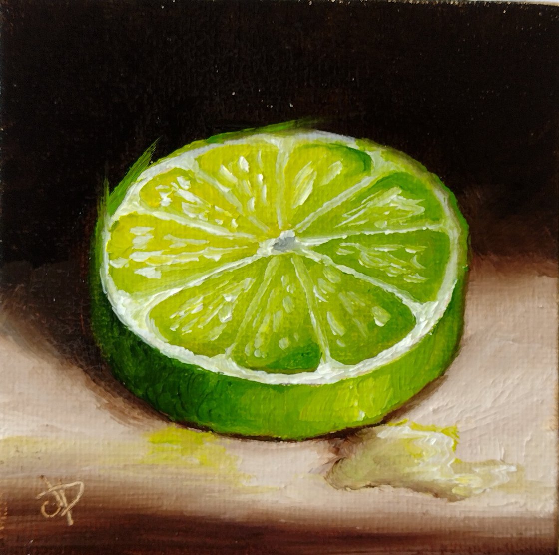 Little lime slice still life Oil painting by Jane Palmer Art | Artfinder