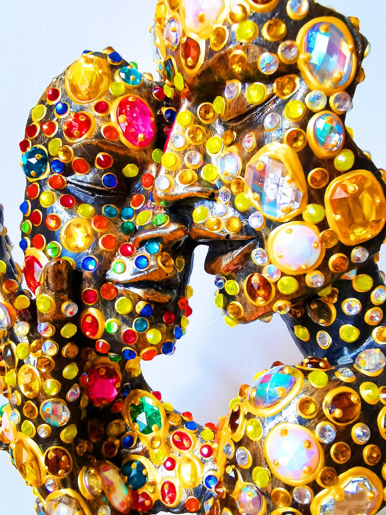 Love Couple Man And Woman Crystal Abstract Sculpture Klimt Inspired Stone Sculpture By Bast