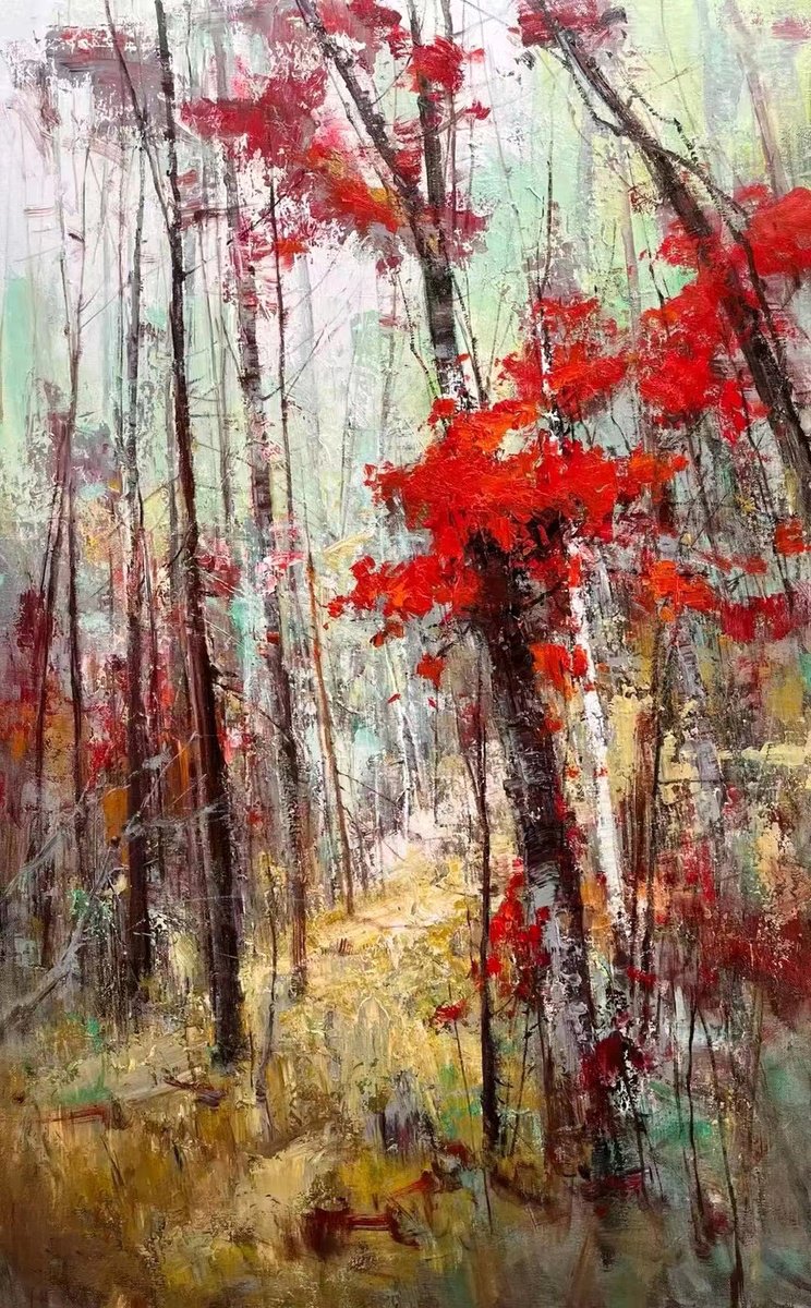 forest landscape t213 Oil painting: Kunlong Wang | Artfinder