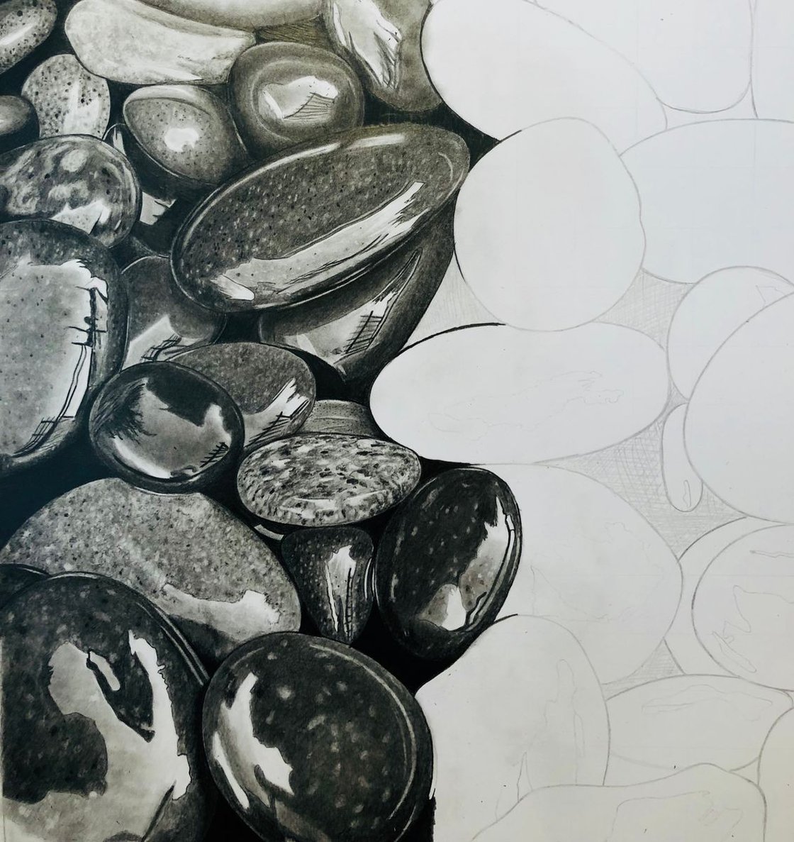 Wet Pebbles #3 (Pencil Drawing) Pencil drawing: Paul Stowe | Artfinder
