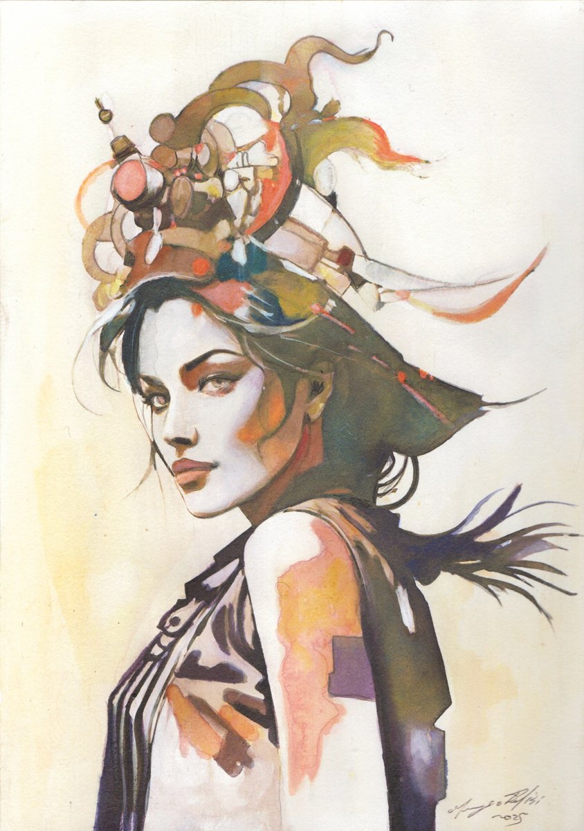 Steampunk girl Ink drawing: Maurizio Puglisi | Artfinder