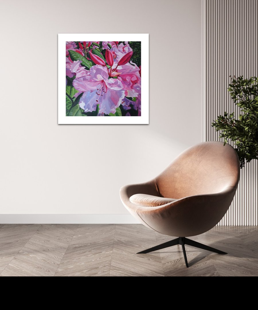 Early Pink Rhododendrons Acrylic painting: Joseph Lynch | Artfinder
