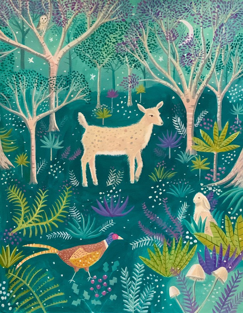 Original Acrylic Painting - Enchanted Forest by Mary Stubberfield