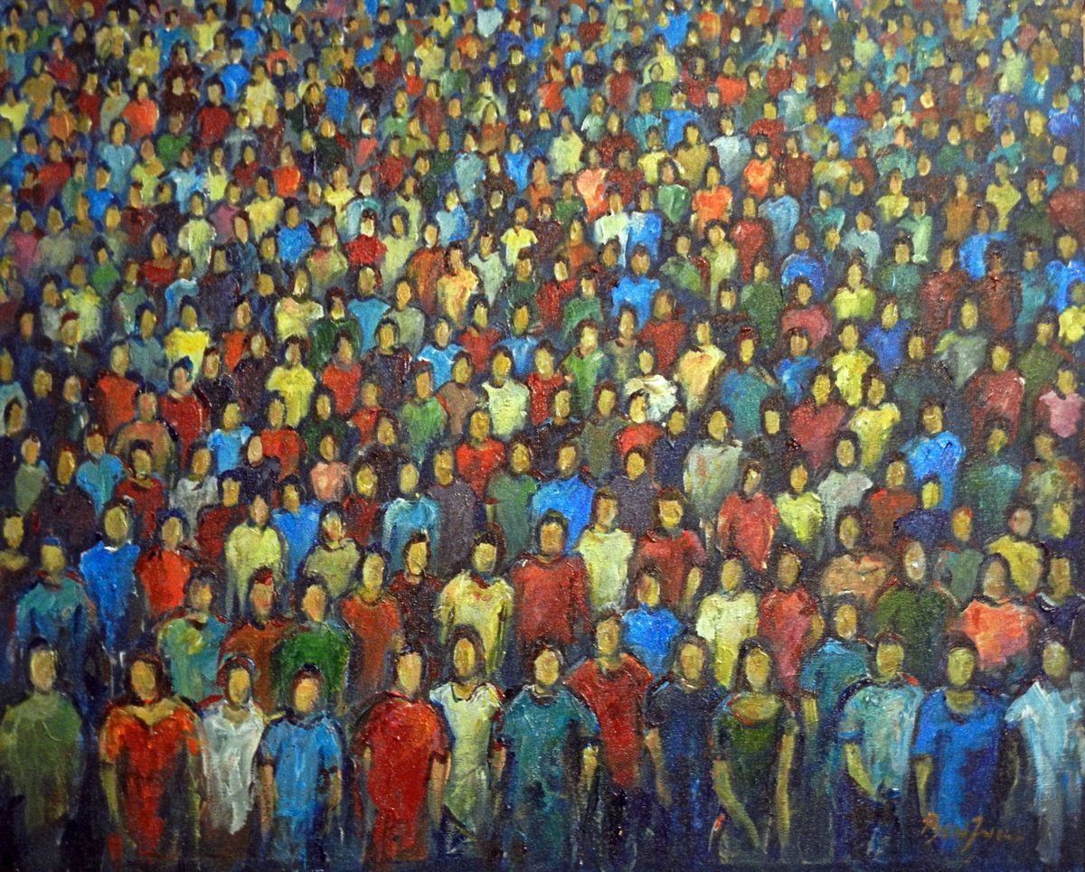 Anonymity : Faces in the Crowd 30x24 Oil painting: BenWill | Artfinder