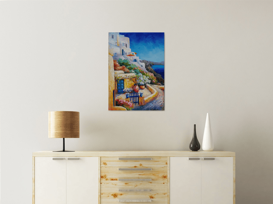 Original Oil Painting - Great Holiday in Santorini by Viktoria Lapteva