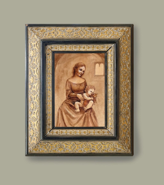 Study of the Madonna and Child with a Cat | Artfinder