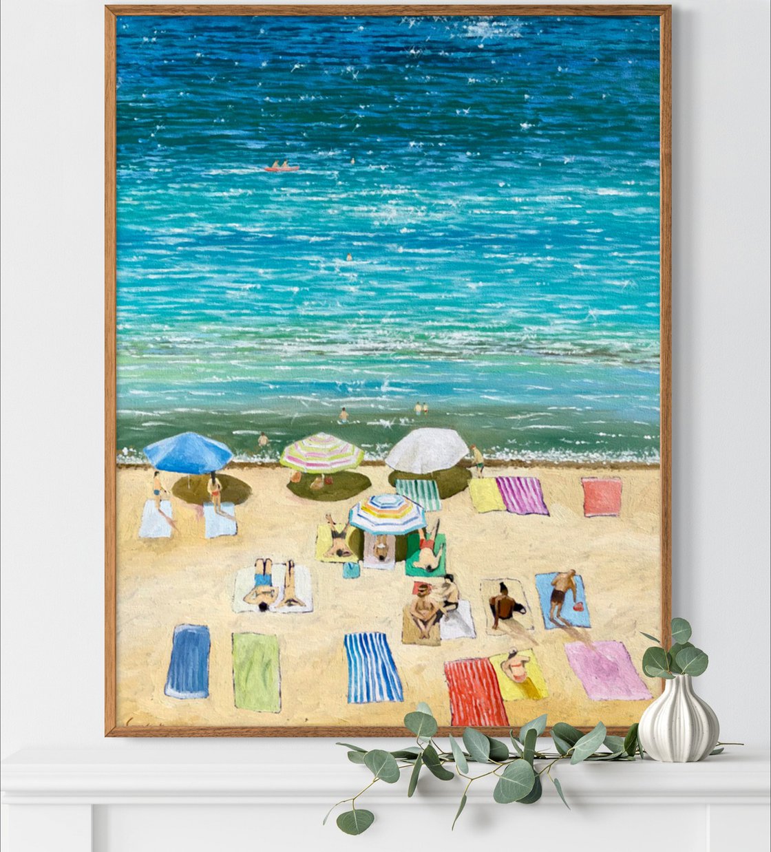 Original Oil Painting - Lazy Day on the Beach by Volodymyr Smoliak