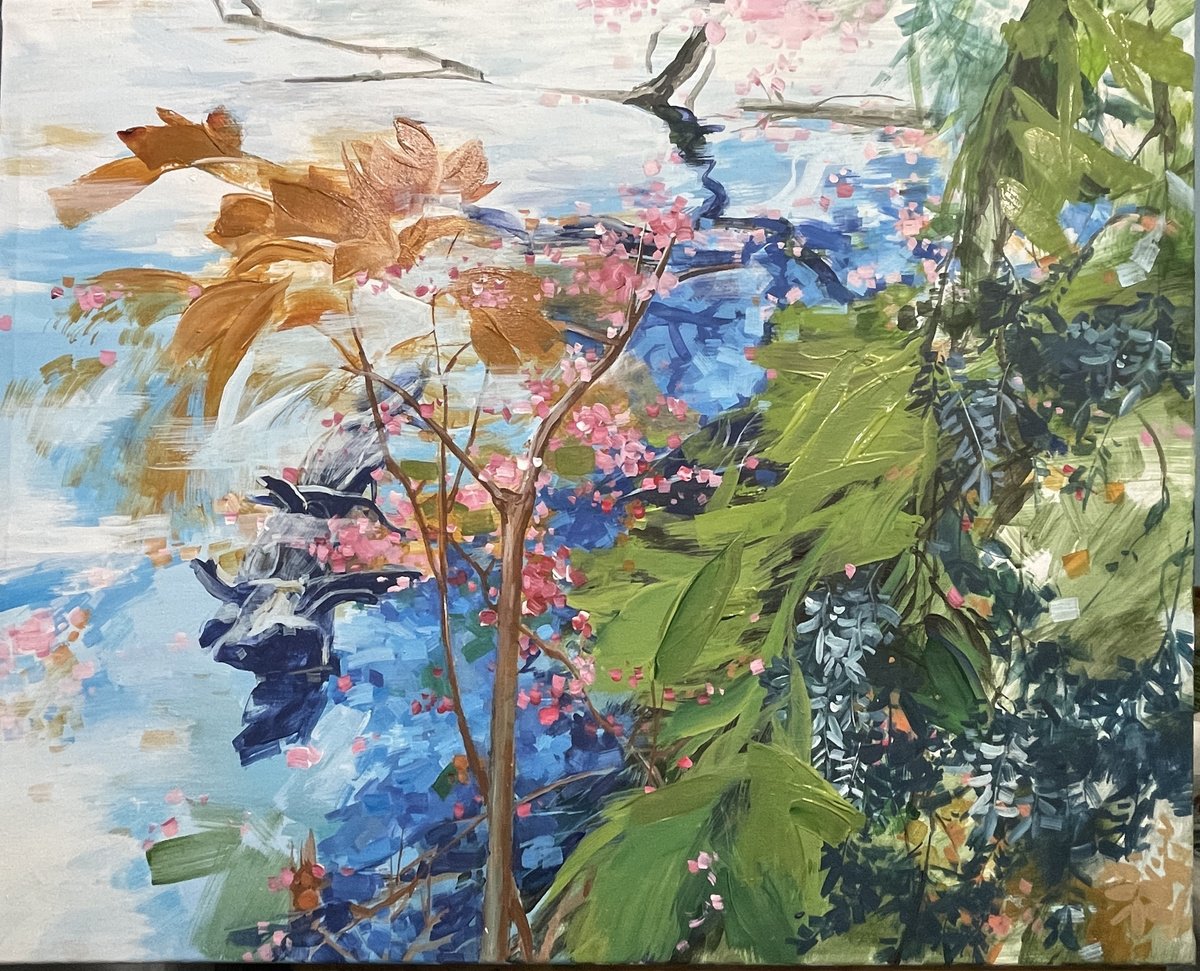 Cherry is dancing with water Acrylic painting: Tina Ding | Artfinder