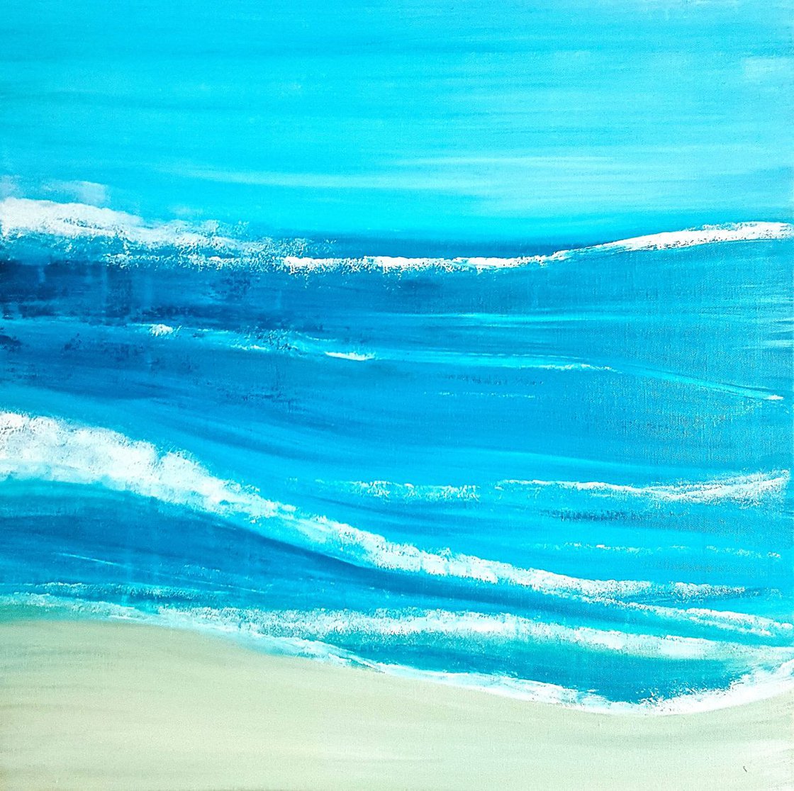 Abstract beach Acrylic painting by Laura Spring | Artfinder