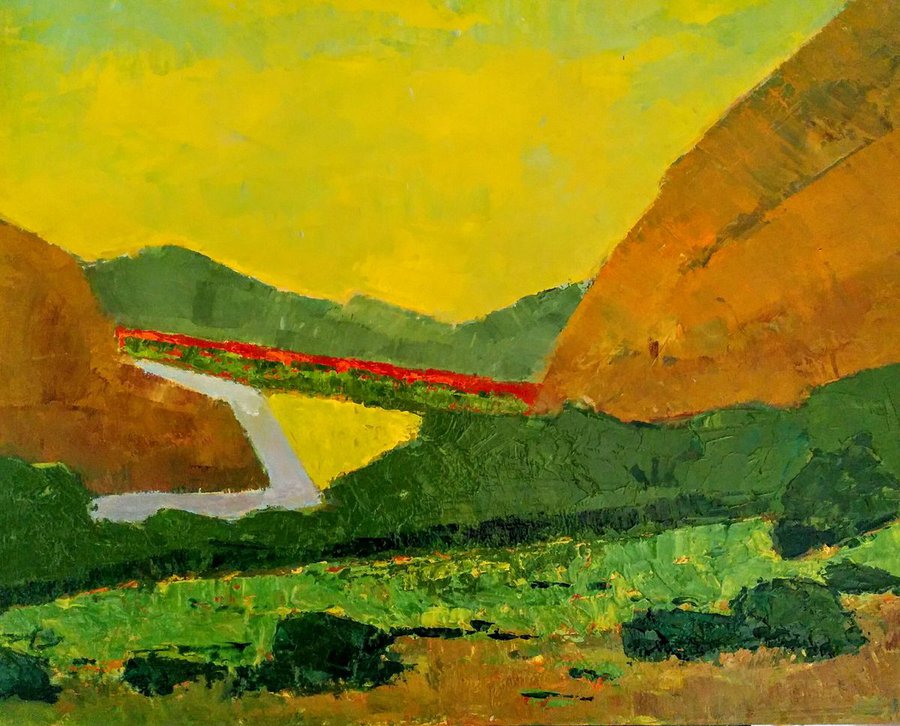 In the middle of nowhere, landscape Oil painting: Padmaja Madhu | Artfinder