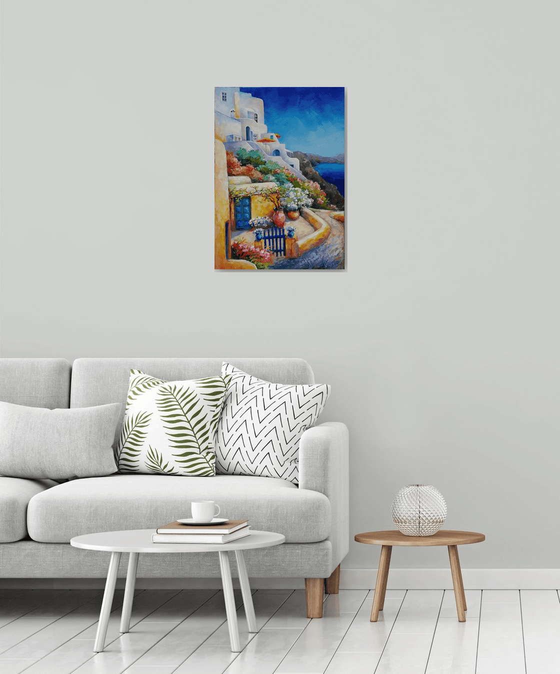 Original Oil Painting - Great Holiday in Santorini by Viktoria Lapteva