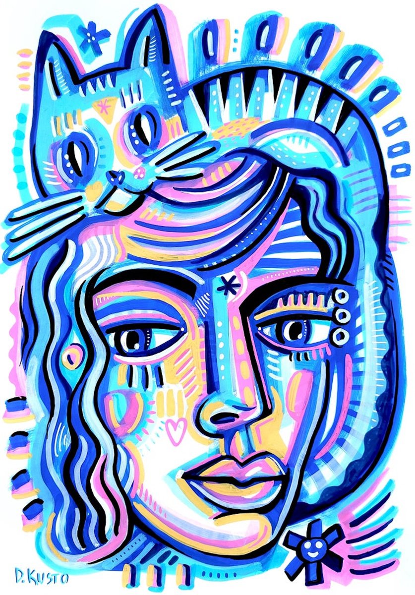 HEALER CAT Drawing: DARIA KUSTO | Artfinder