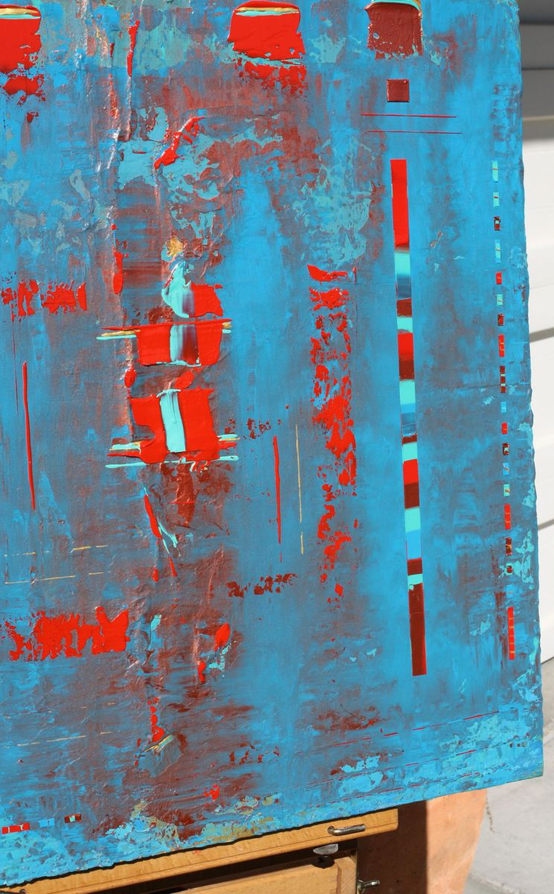 Primitive Blue, Red, Copper Abstract Concept Acrylic painting: Robert ...