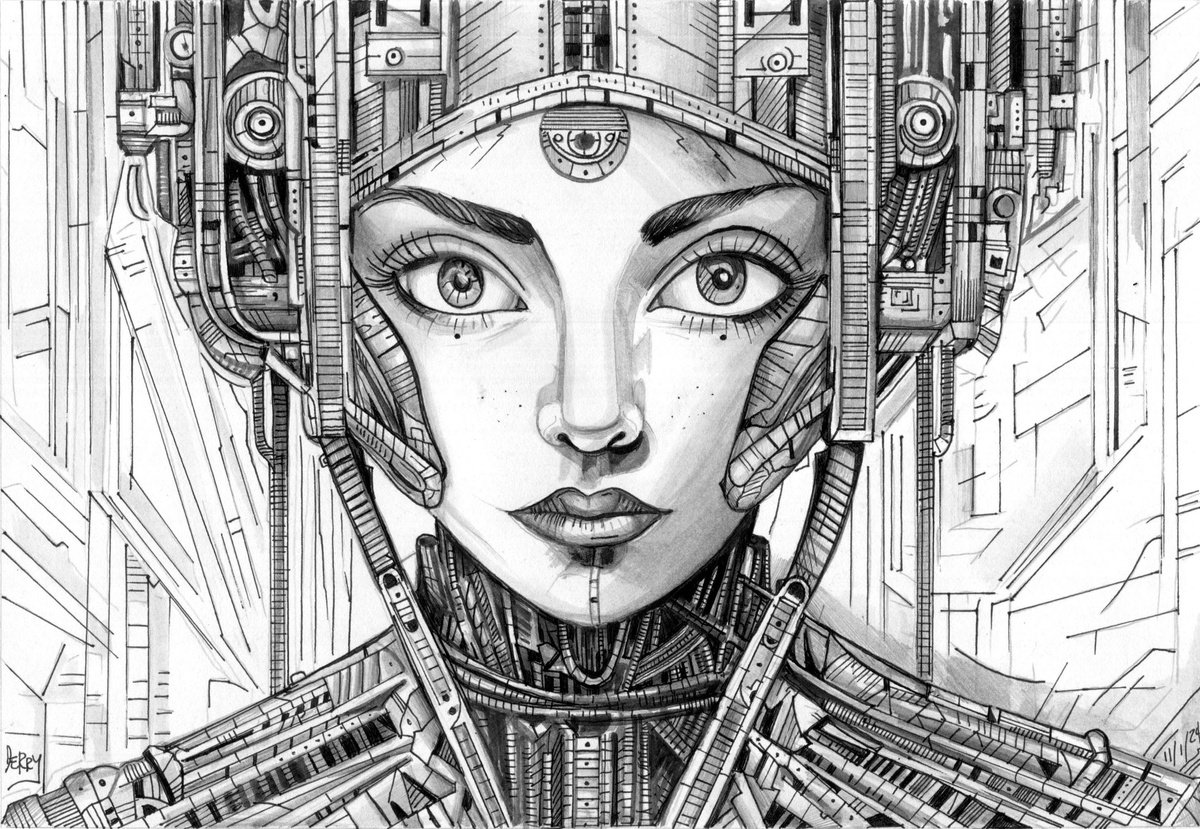 Cyborg Space Pilot Drawing by Spencer Derry | Artfinder