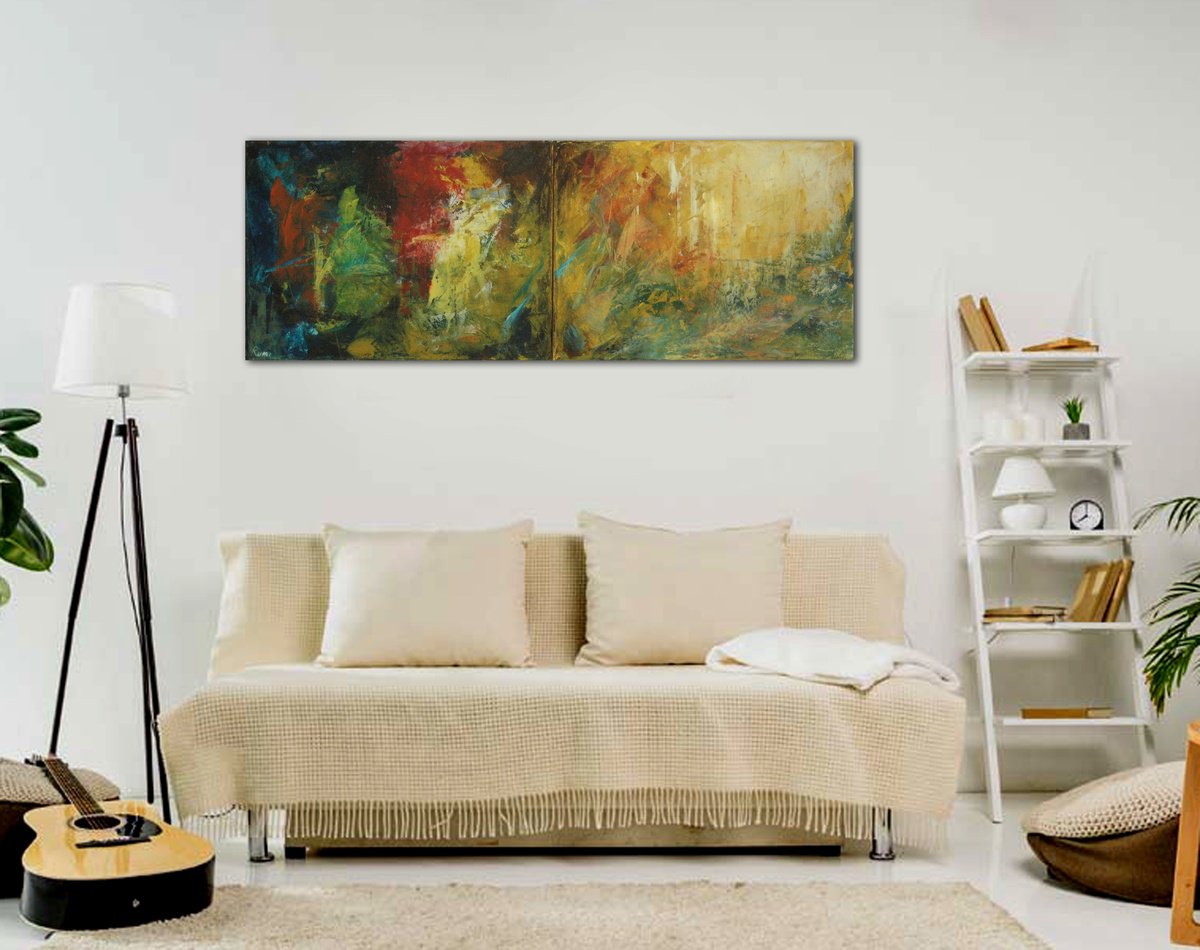 "Before Sunrise". Diptych. Cold wax and oil. Oil painting: Rumen Spasov ...