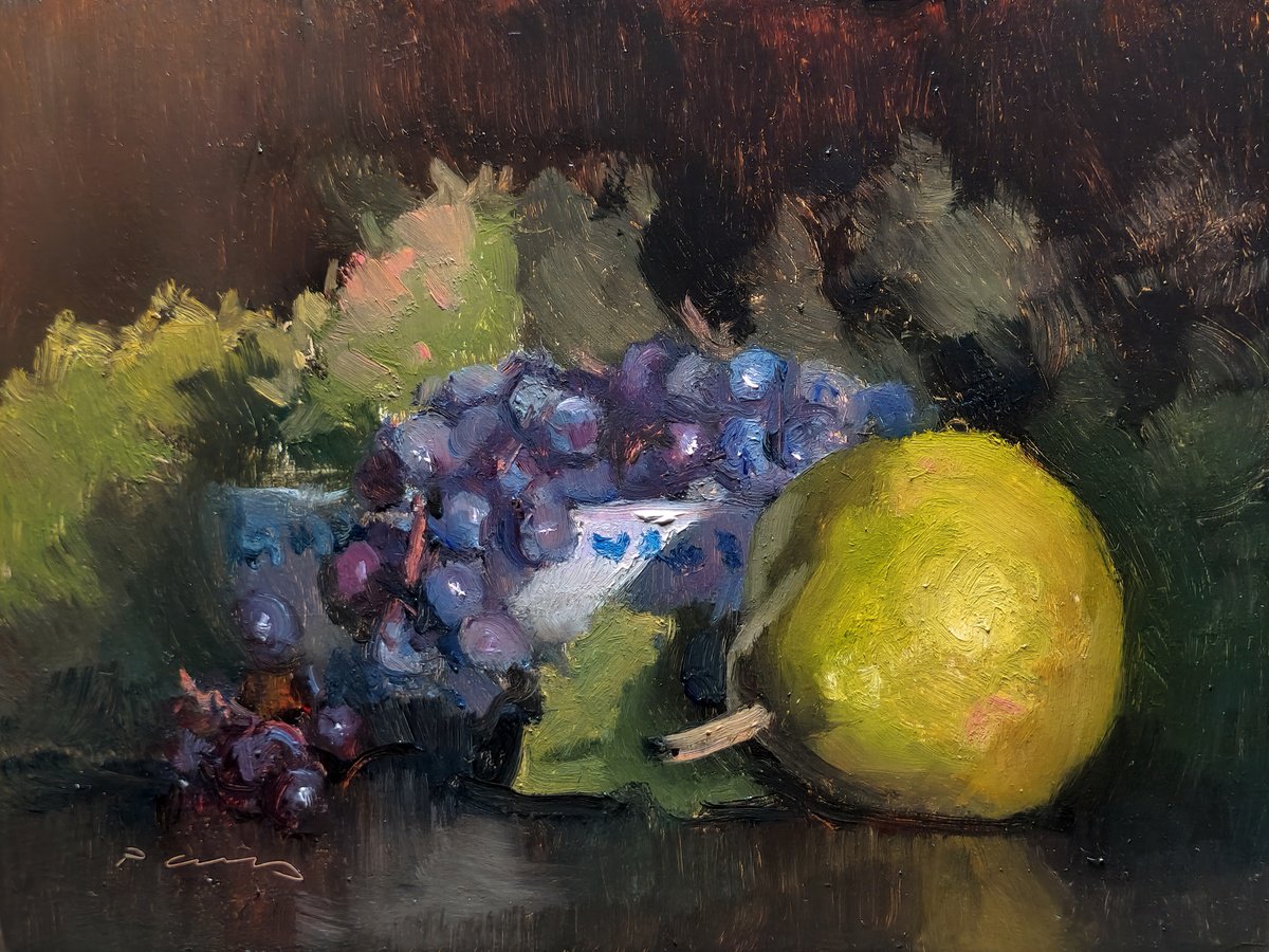 Grapes and Pear Oil painting: Pascal Giroud | Artfinder