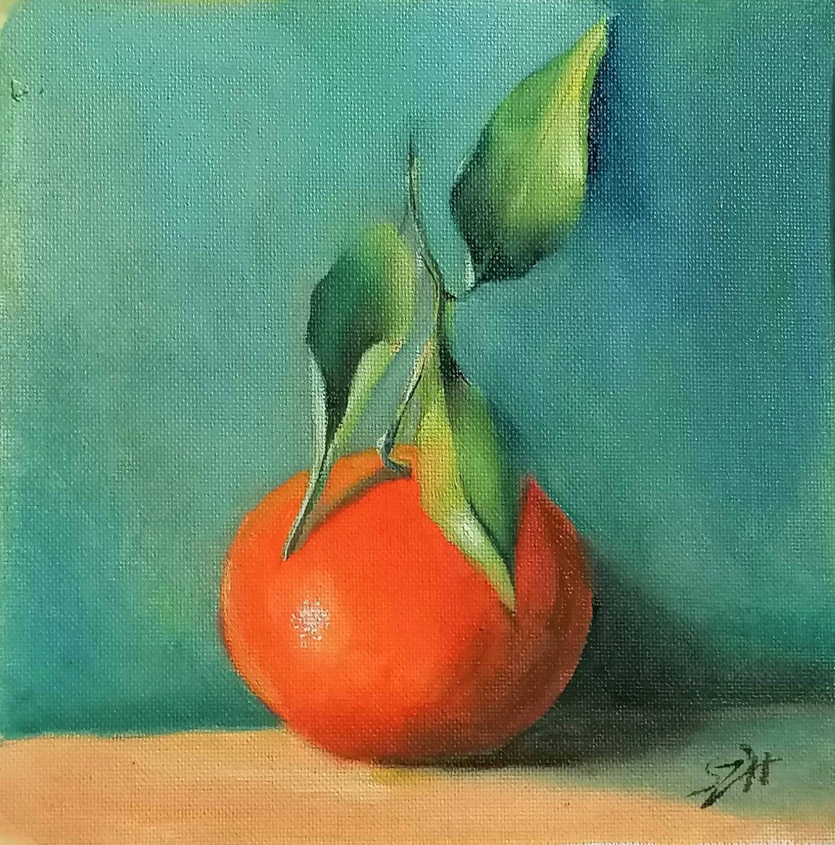 An Orange, still life painting Oil painting: Susana Z. Harris | Artfinder