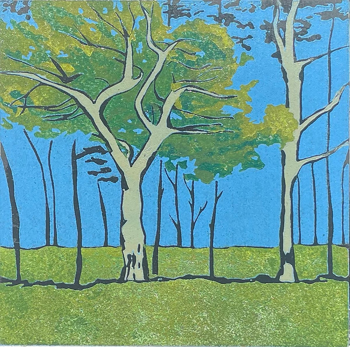 Tree line print- Pine Trees - Nature Linocut Print Linocut: C Staunton ...