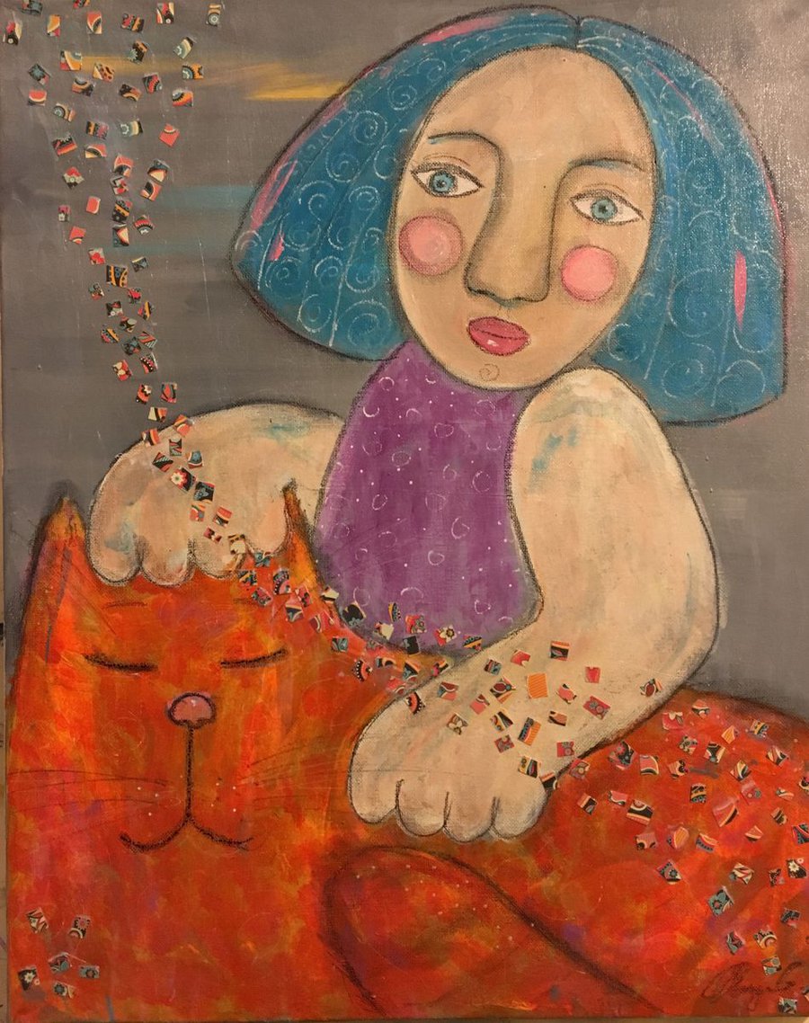 Purrrrr Mixed-media painting: Anya Getter | Artfinder