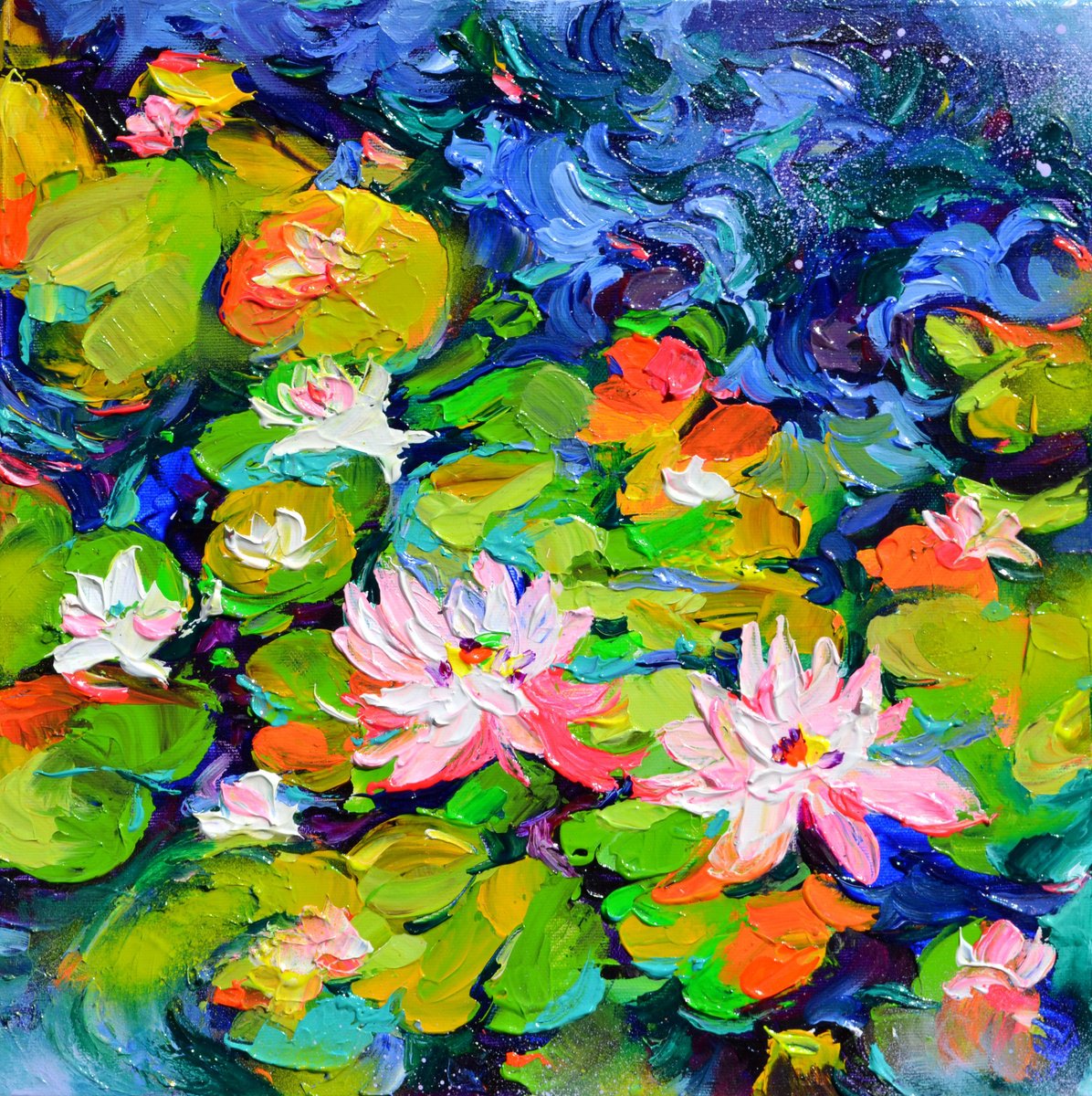 Water Lilies on the Pond Acrylic painting: Soos Roxana Gabriela | Artfinder
