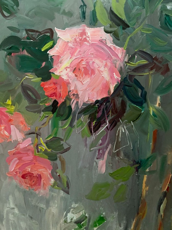 A rose in a blue pot. by Lilia Orlova-Holmes | Artfinder