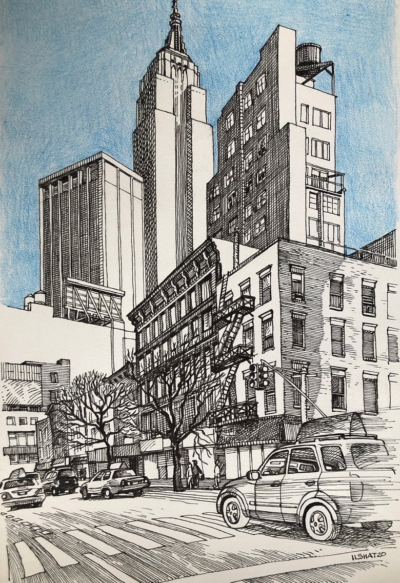 New York Ink drawing: Ilshat Nayilovich | Artfinder