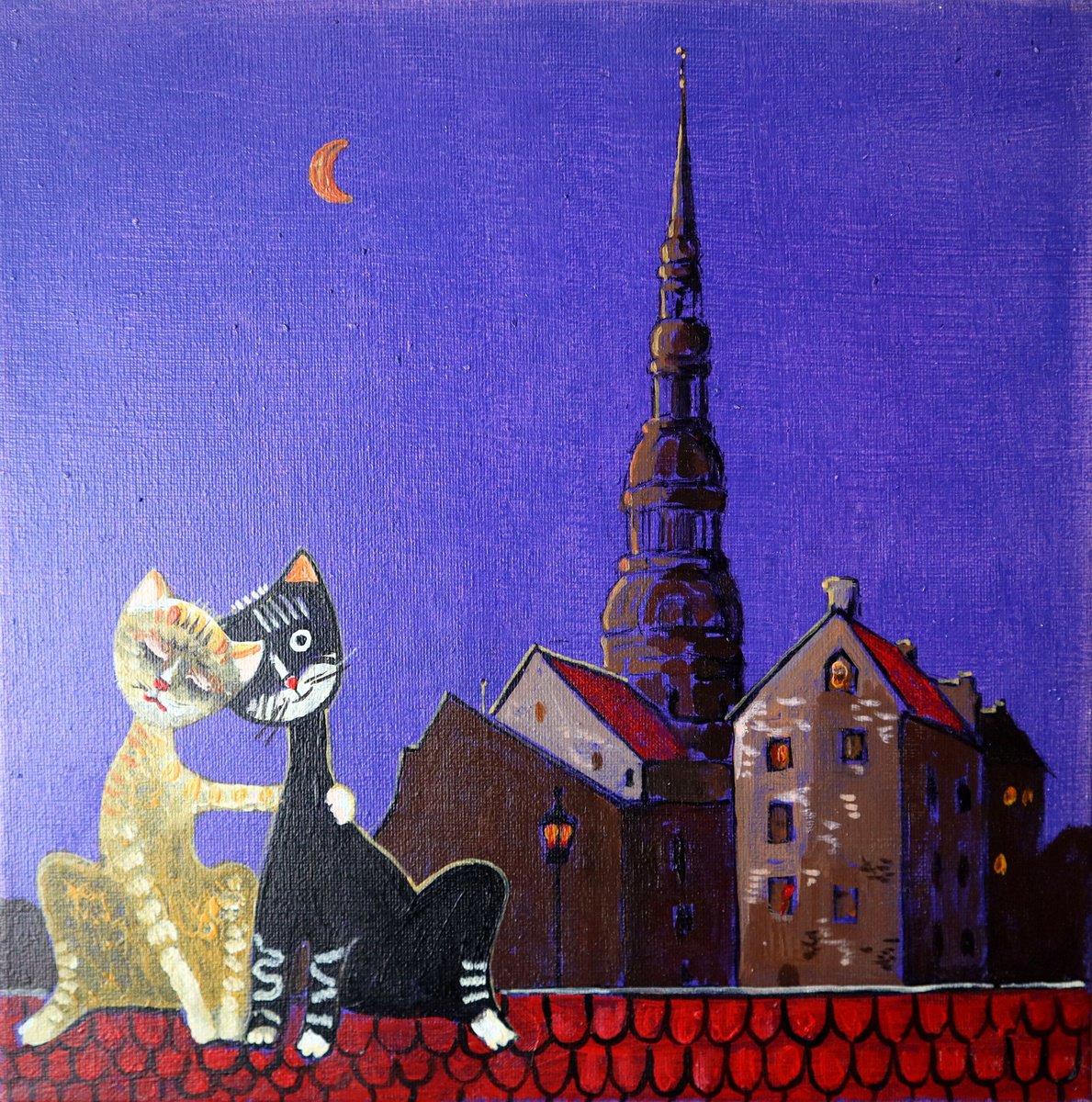 Riga Cats. Acrylic painting: Rakhmet Redzhepov | Artfinder