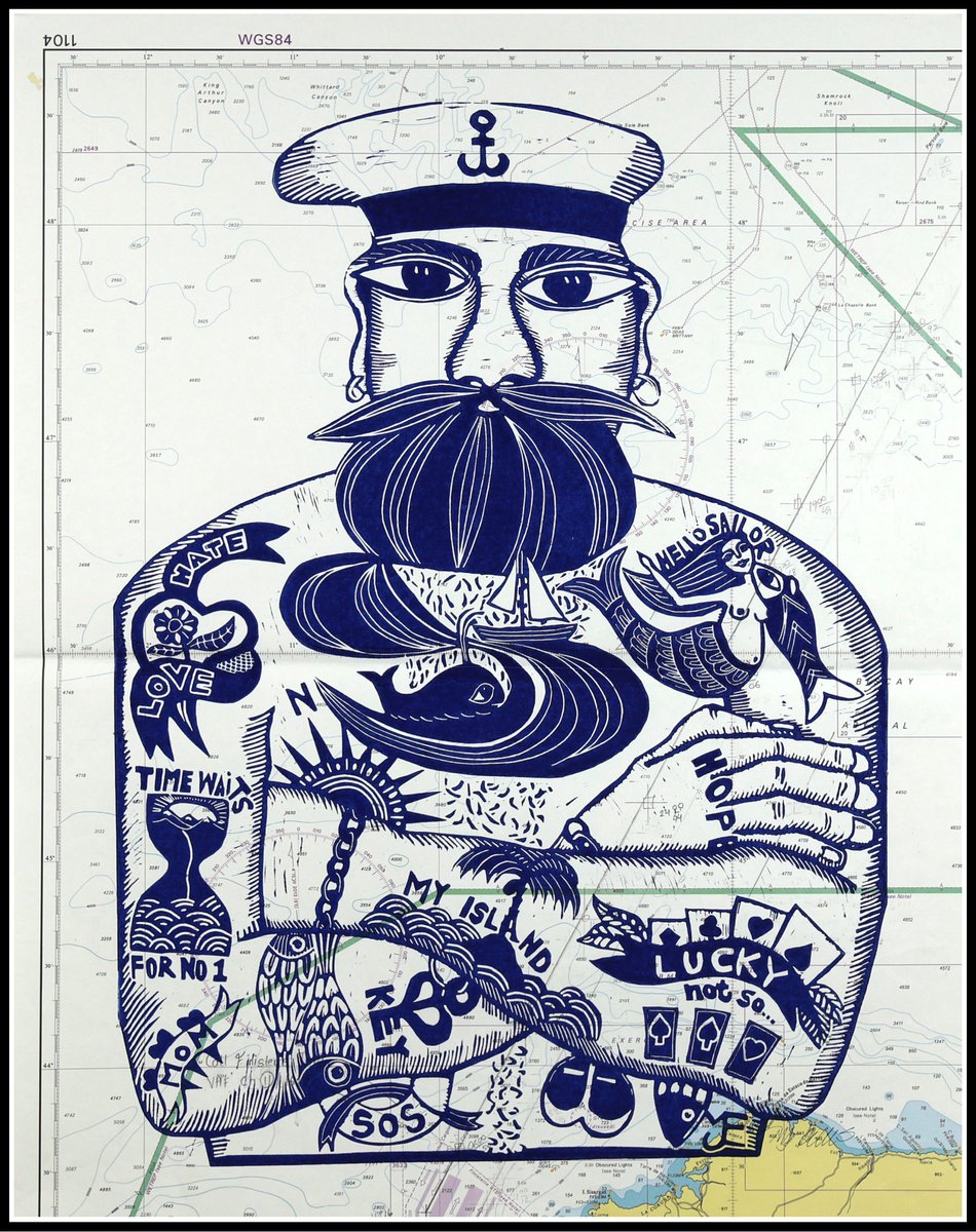 Sailor top of Spain Linocut by Mariann Johansen-Ellis | Artfinder