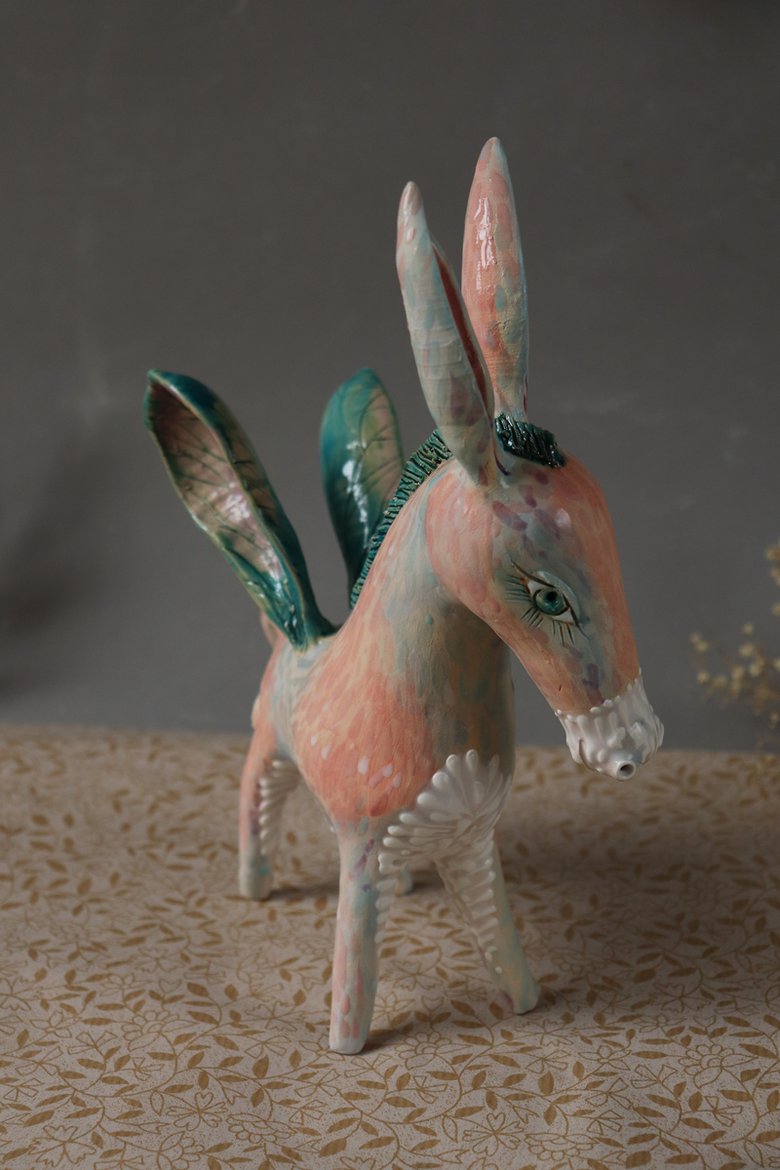 Winged donkey. Clay sculpture by Elya Yalonetski | Artfinder