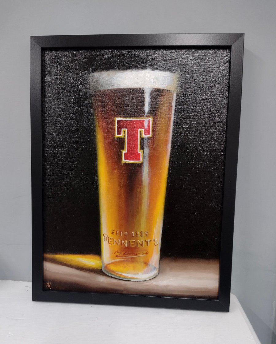 Pint of Lager still life Oil painting by Jane Palmer Art | Artfinder