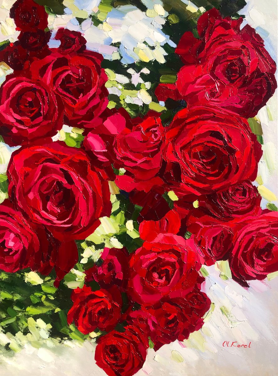 Ruby roses Oil painting: Ulyana Korol | Artfinder