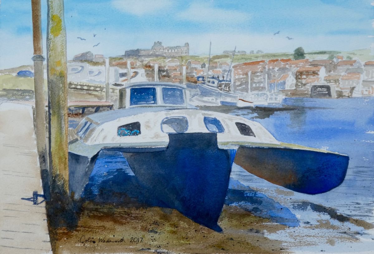 Trimaran, Whitby Harbour Watercolour by Colin Wadsworth | Artfinder