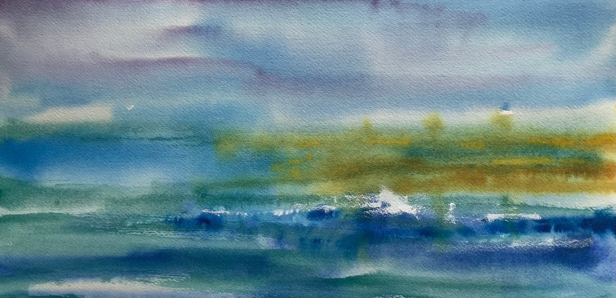 The Island, and abstact watercolour Watercolour: Brian Tucker